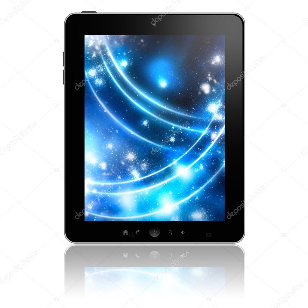 Tablet pc with abstract picture on screen — Stock Photo © Nik_Merkulov ...