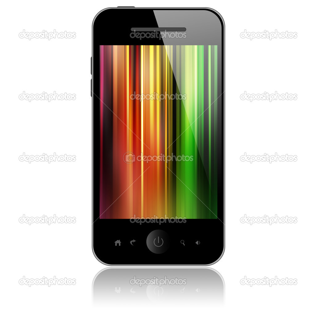 Mobile phone with colored screen — Stock Photo © Nik_Merkulov #33874467