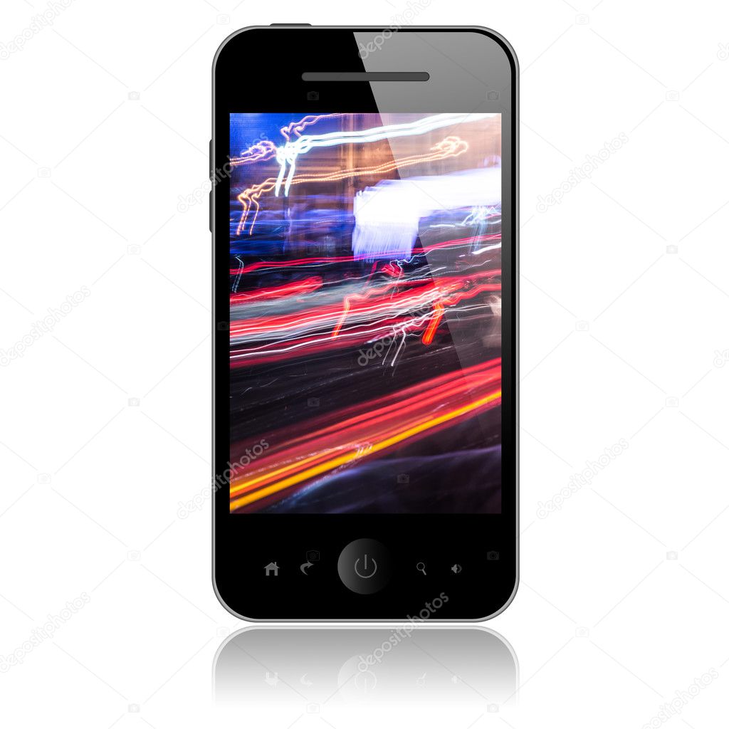 Mobile phone with colored screen — Stock Photo © Nik_Merkulov #33874719