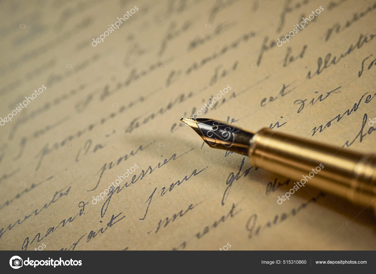 Vintage Writing Utensils Wooden Table Old Watch Papers Letters ...