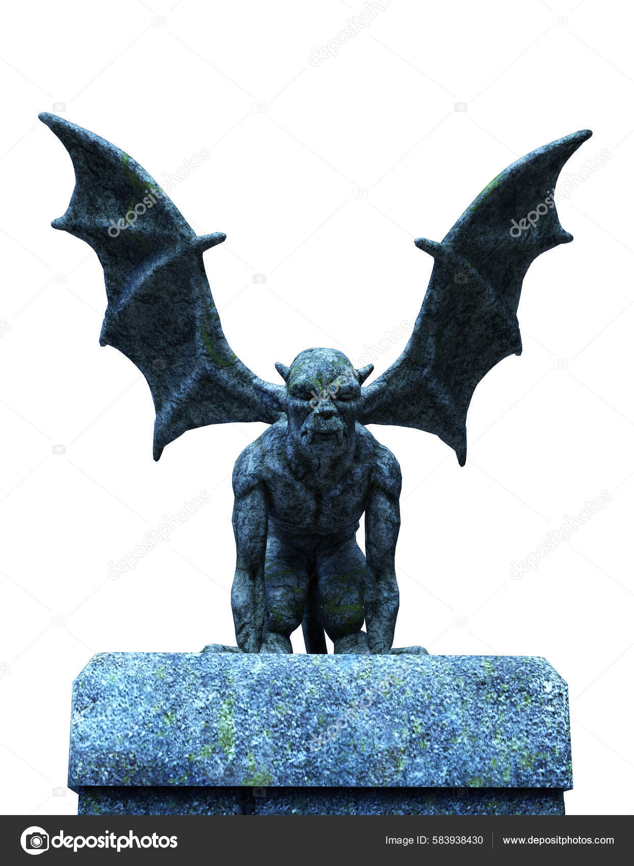 Stone Gargoyle Bat Wings Illustration — Stock Photo © SHWDesign #583938430