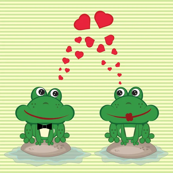 Two Cute Cartoon Frogs Background Hear — Stock Vector © Reginast777 ...