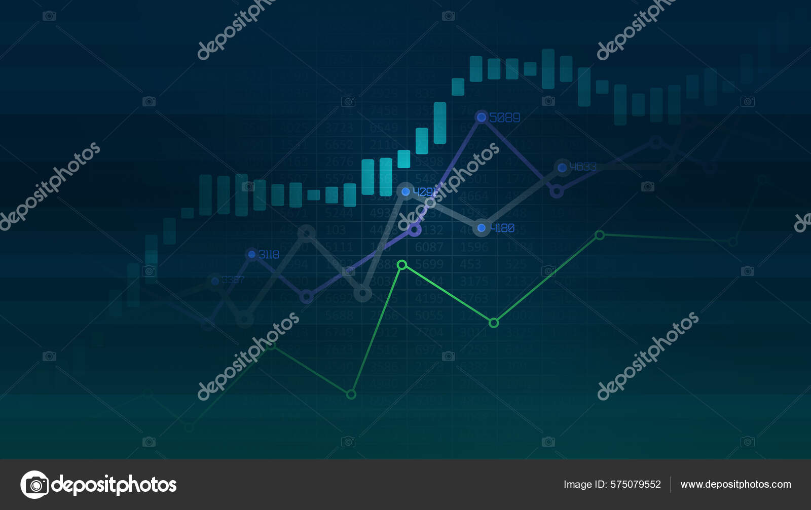 Financial Chart Uptrend Line Graphs Candlesticks Abstract Infographics ...