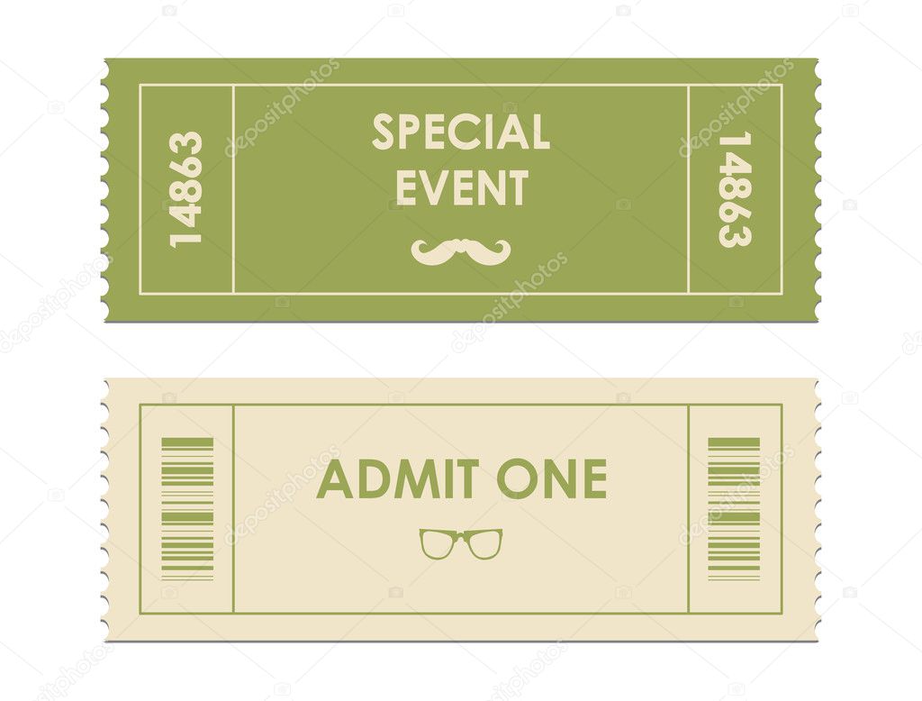 Vector paper ticket with hipster elements Stock Vector Image by ...