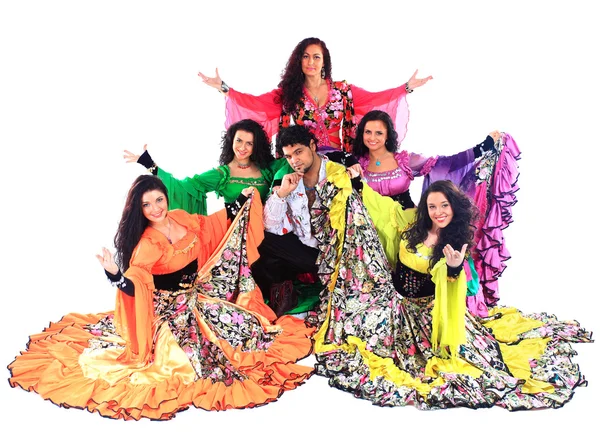 Professional Gypsy dancing group in national costumes performing folk ...