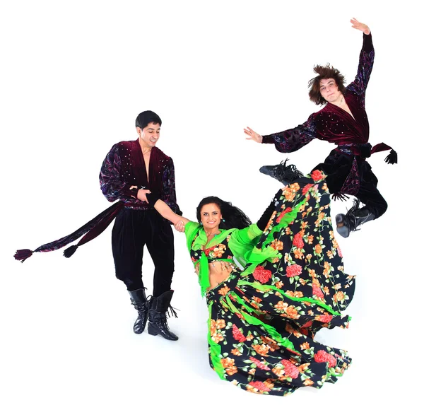 Professional Gypsy dancing group in national costumes performing folk ...