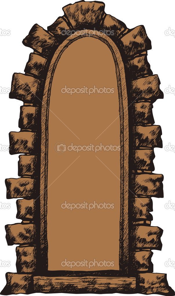 Old window with a stone archway, hand-drawing. Vector illustrati Stock ...