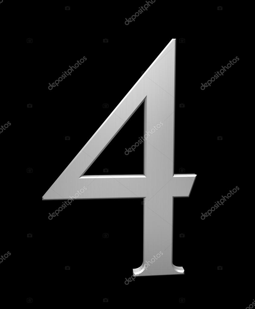 Number 4 in brushed steel — Stock Photo © paulrommer #23947547