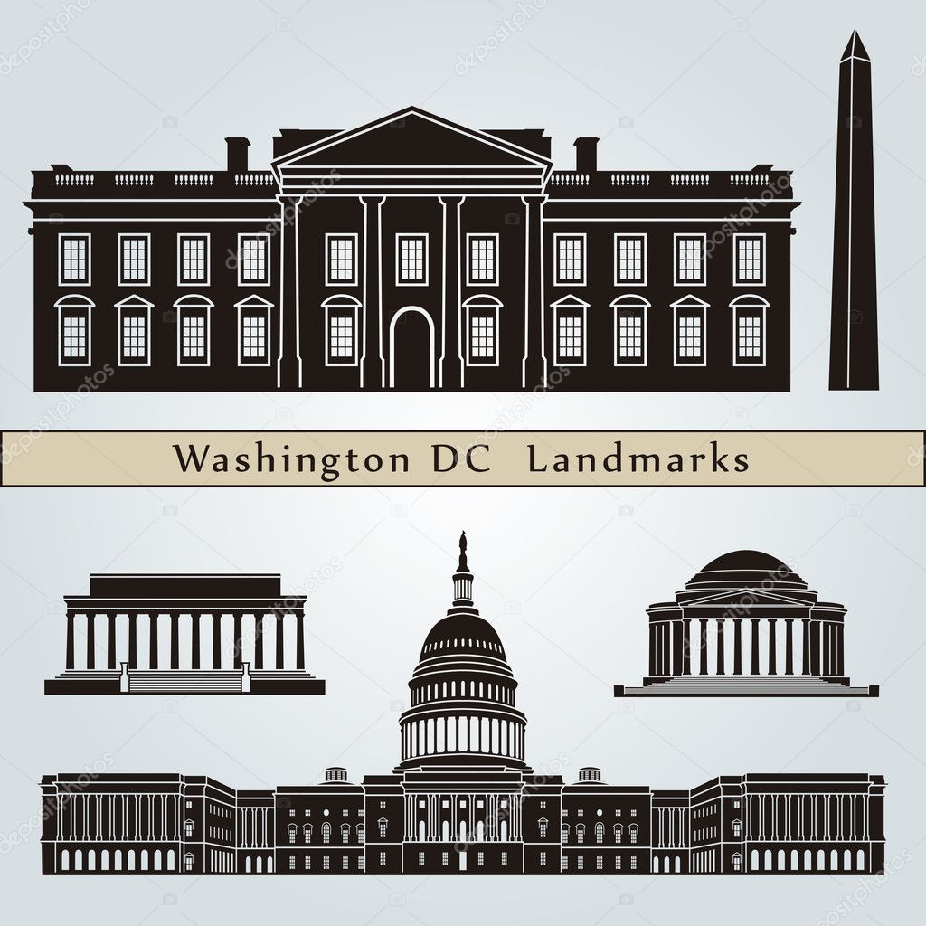 Washington DC landmarks and monuments — Stock Vector © paulrommer #29422159