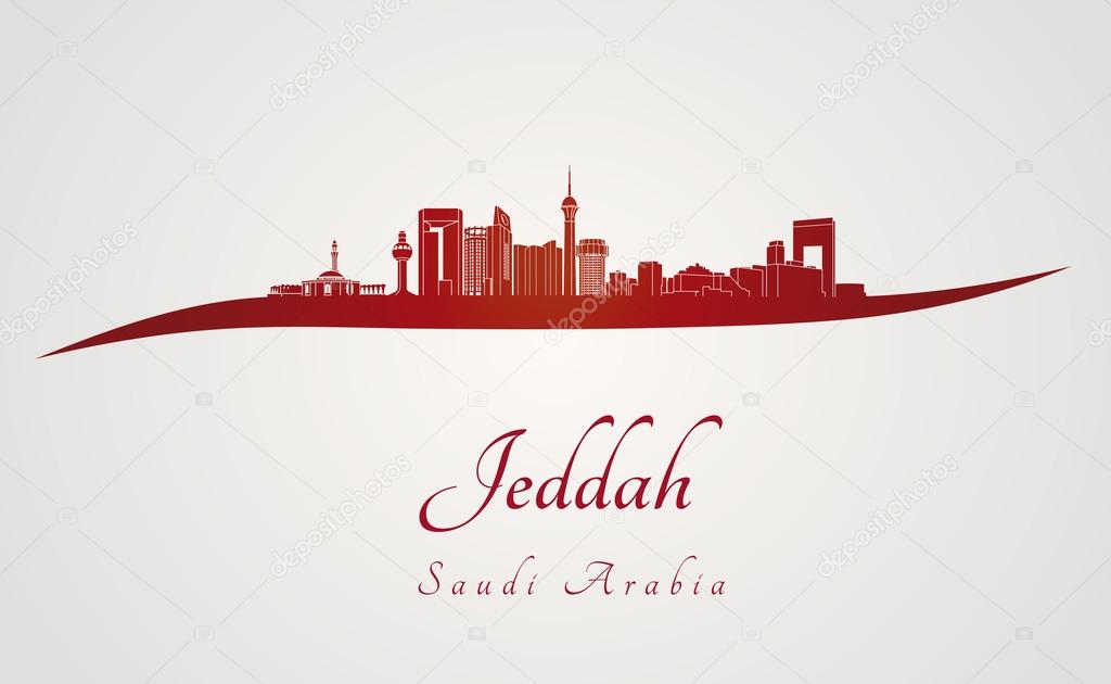 Jeddah skyline in red — Stock Vector © paulrommer #35507503