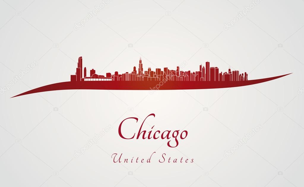 Chicago skyline in red — Stock Vector © paulrommer #38332813