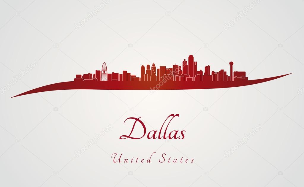 Dallas skyline in red Stock Vector Image by ©paulrommer #38332821