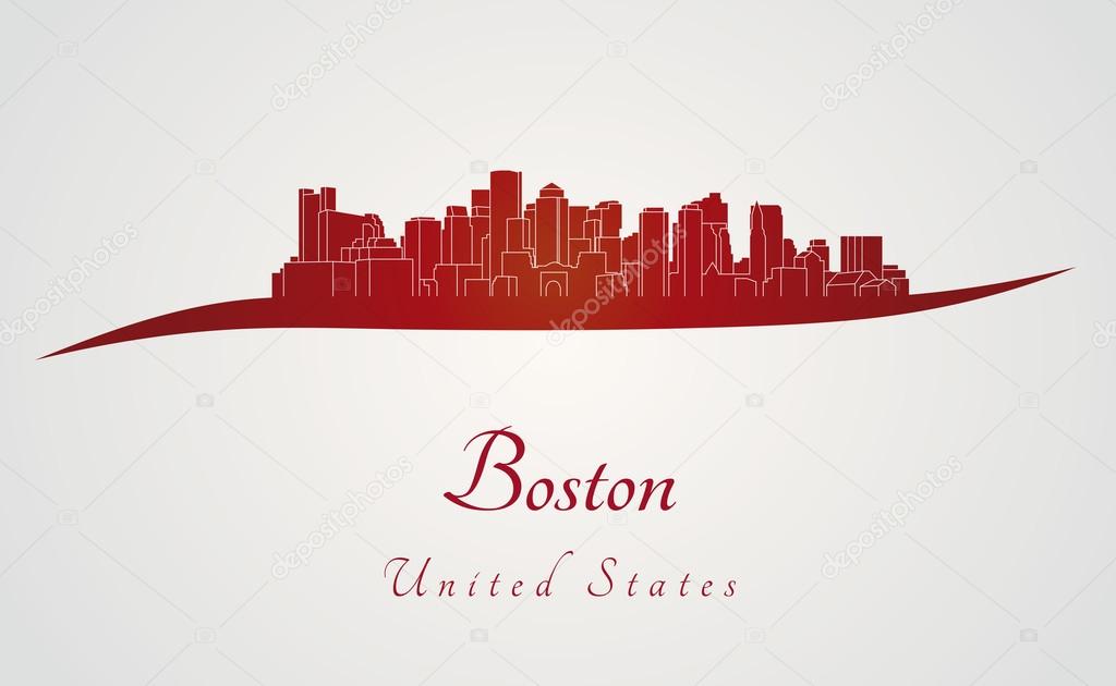 Boston skyline in red Stock Vector Image by ©paulrommer #39195305