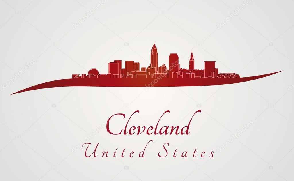 Cleveland skyline in red Stock Vector Image by ©paulrommer #40626293