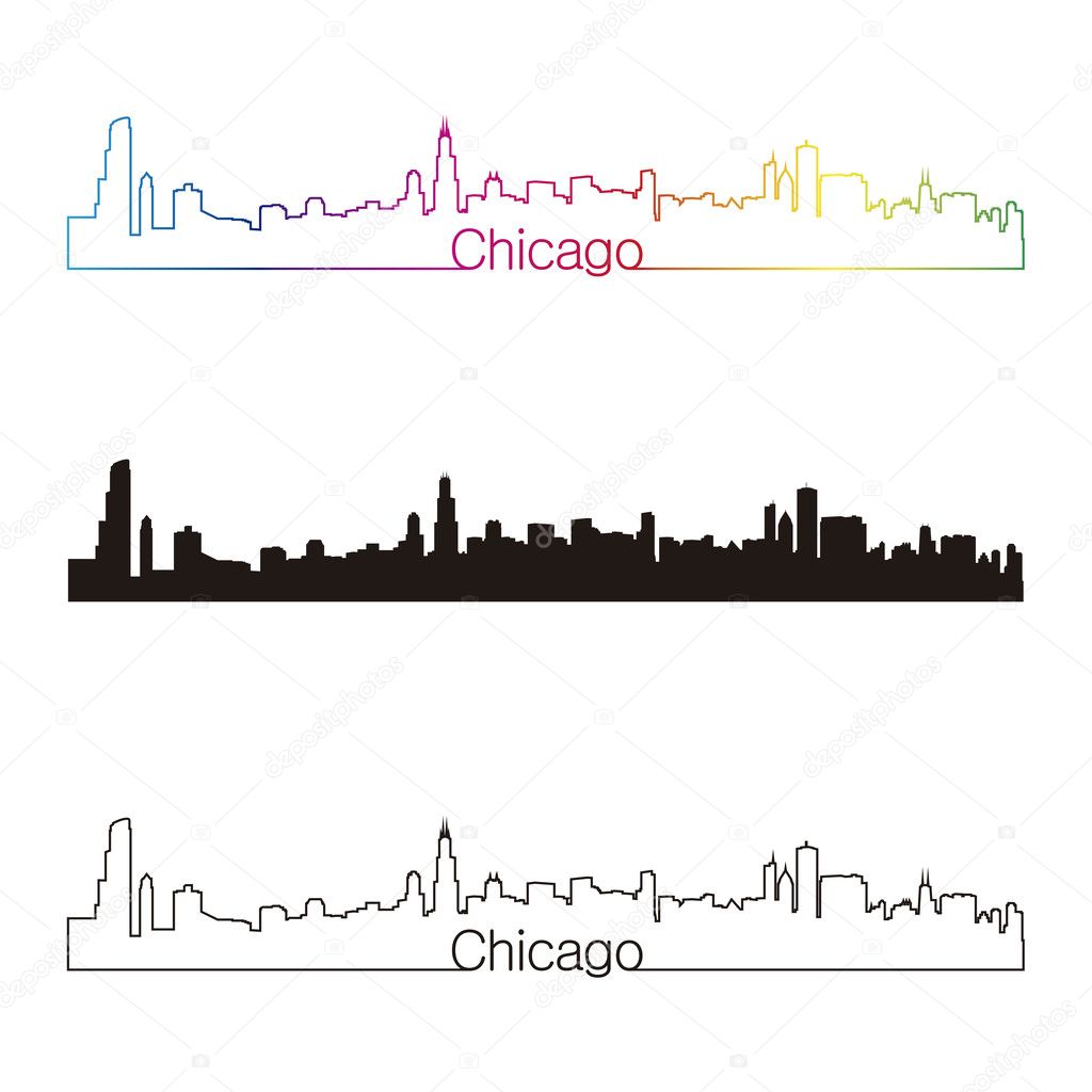 Chicago skyline linear style with rainbow — Stock Vector © paulrommer ...