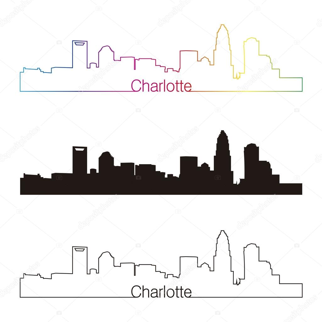 Charlotte skyline linear style with rainbow — Stock Vector © paulrommer ...