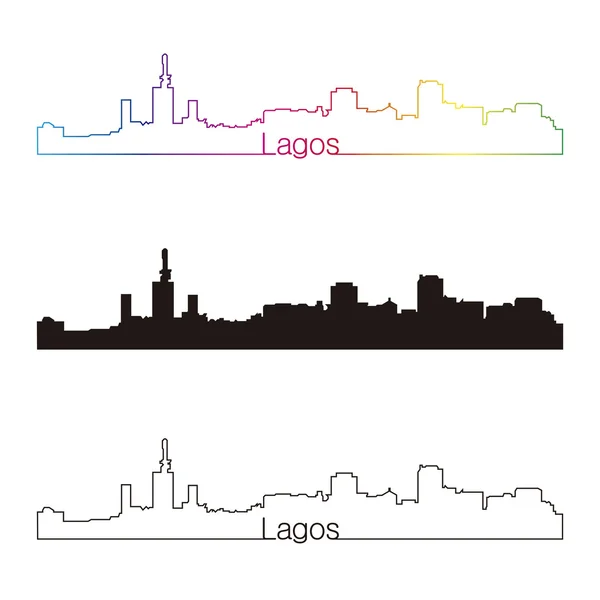 Lagos skyline estilo lineal con arco iris 2023