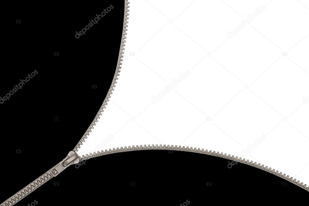 Open gray zip in black white background — Stock Photo © Plus69 #12623258