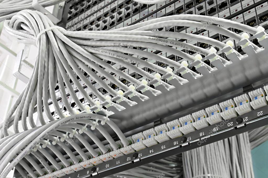 Control cabinet with patch panel of the 6th category Stock Photo by ...