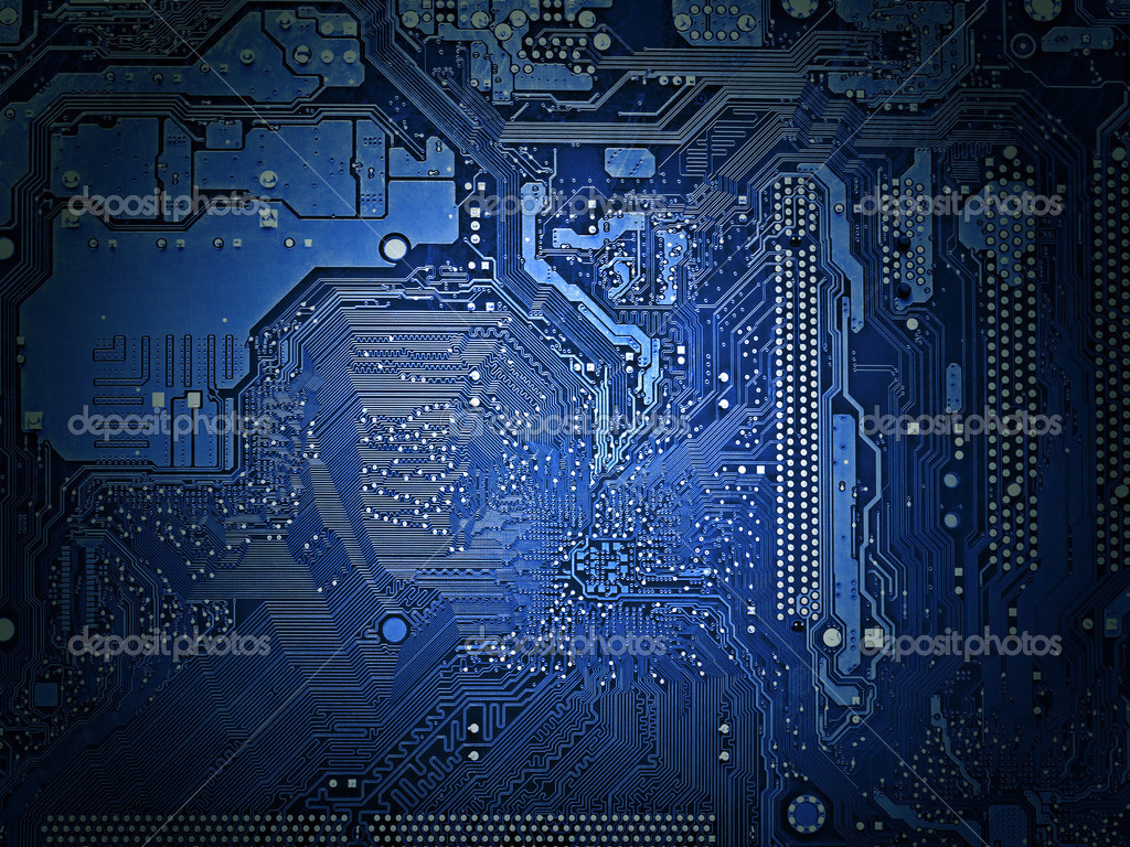 Back side of the motherboard closeup, light effect, blue tone — Stock ... Back side of the motherboard closeup, light effect, blue tone — Stock ...