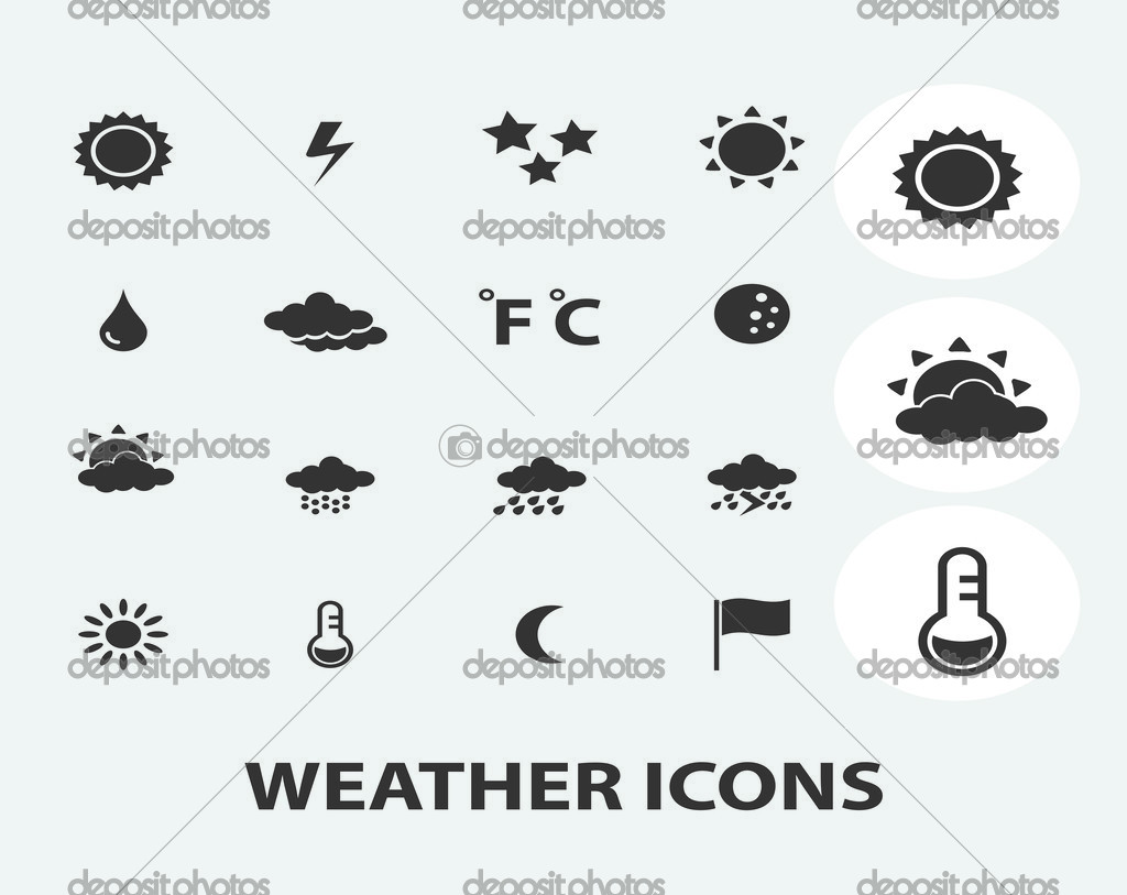 Weather forecast icons set, vector Stock Vector by ©gupusk 37185893