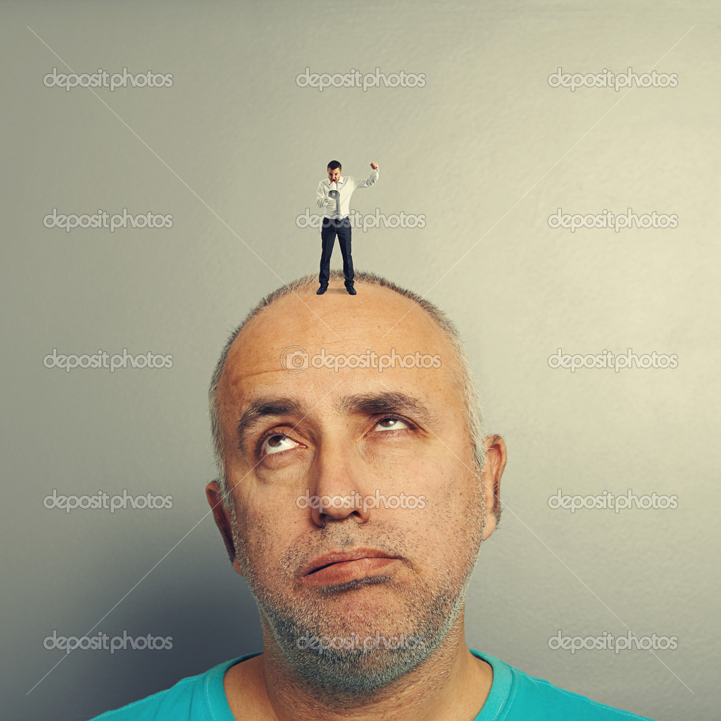 Tired senior man with small angry man Stock Photo by ©konstantynov 43578059 Tired senior man with small angry man Stock Photo by ©konstantynov 43578059