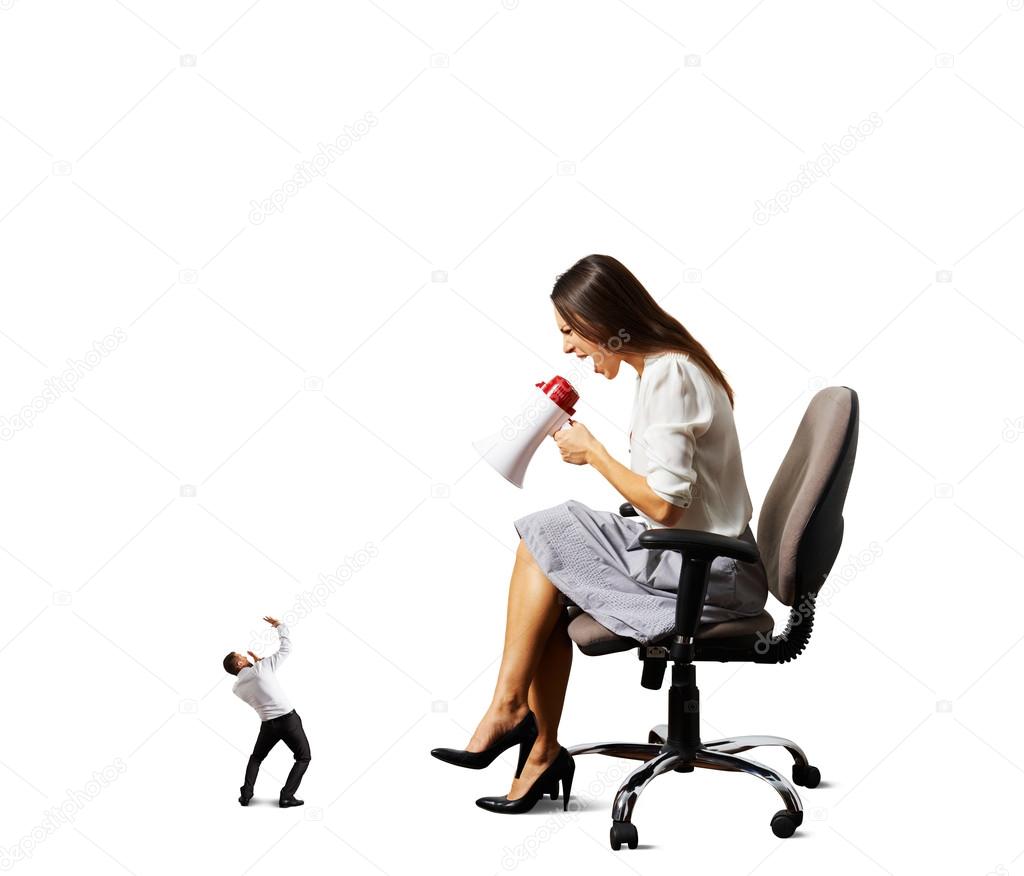 Woman shouting at small young man Stock Photo by ©konstantynov 43780089