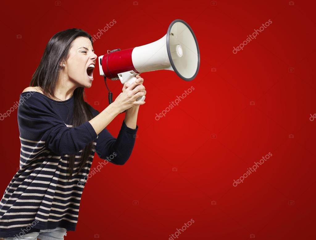 Woman with a megaphone Stock Photo by ©Krakenimages.com 13310941