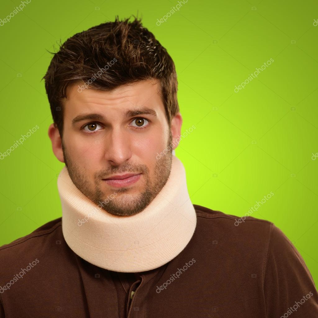 Young Man Wearing Cervical Collar — Stock Photo © Krakenimages.com ...