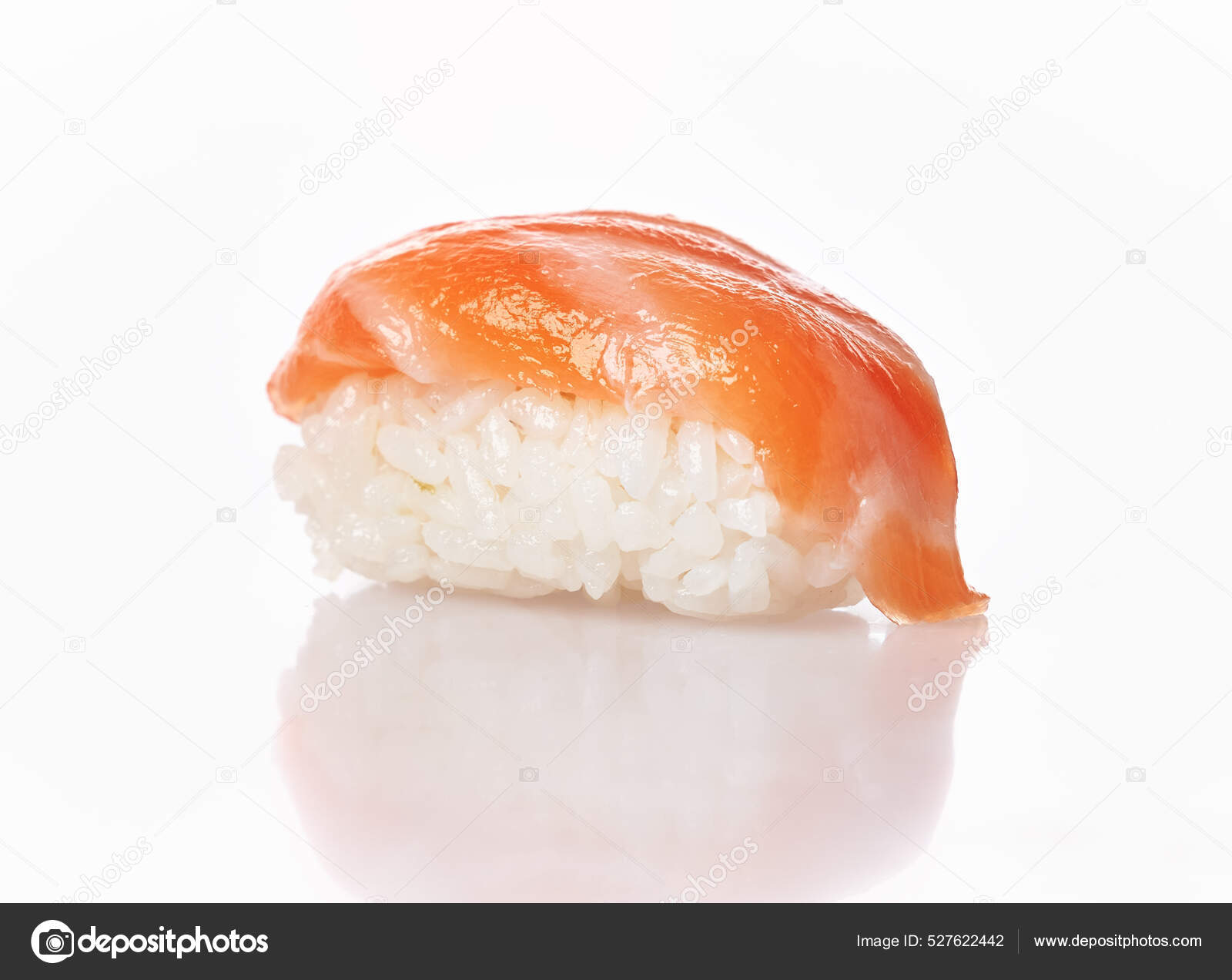 Single Salmon Nigiri Sushi Isolated White Background — Stock Photo ...