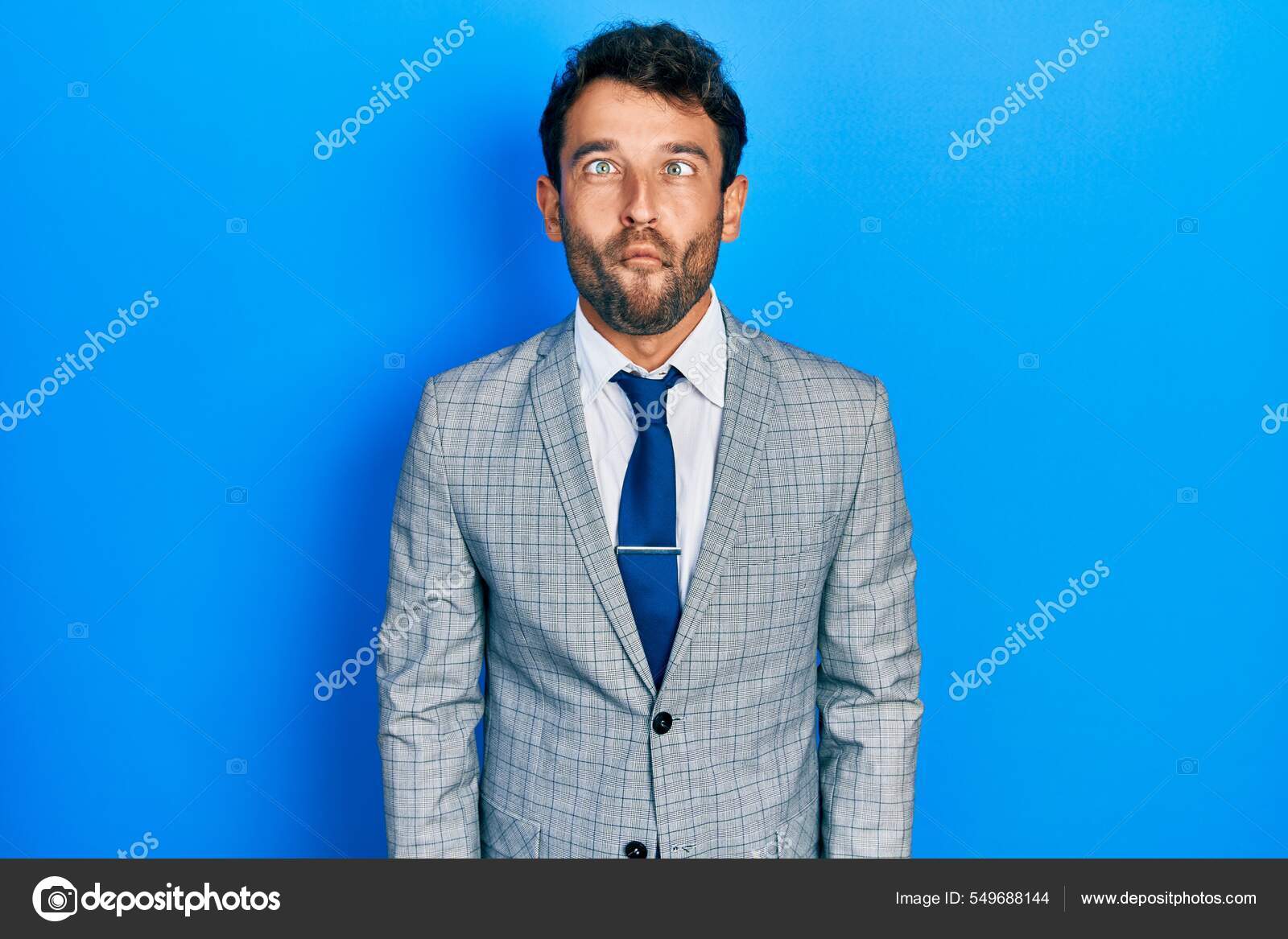 Handsome Man Beard Wearing Business Suit Tie Making Fish Face — Stock ...