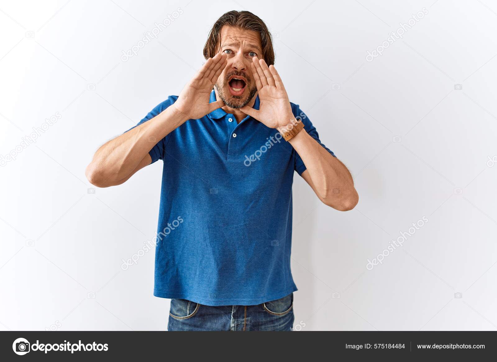 Angry Man Screaming Standing