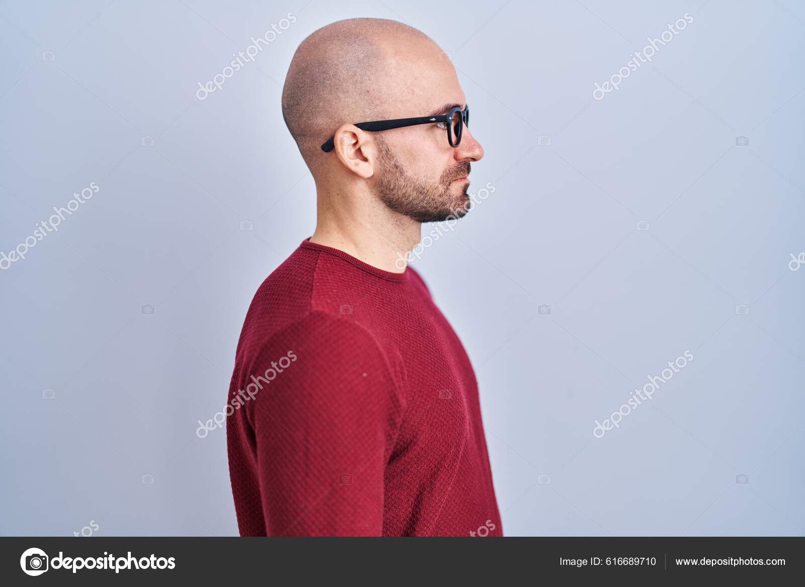 Bald Men Side View Standing