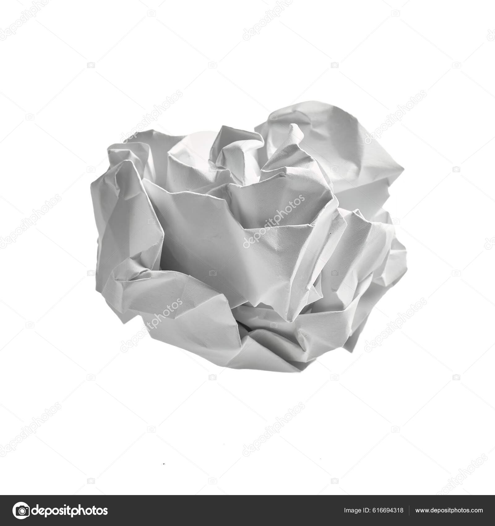 One White Crumpled Paper Ball Isolated Background Stock Photo by ...