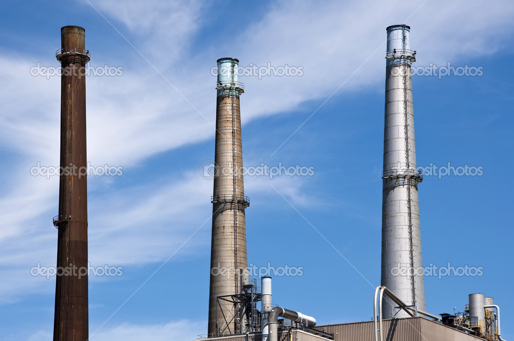 Smoke Stacks at Power Plant Stock Photo by ©jerryb7 14958589