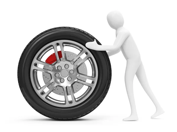 Man pushing wheel — Stock Photo © ras-slava #18942101
