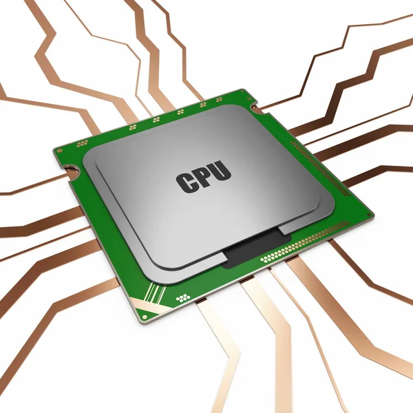 Modern CPU - Central Processing Unit on Wheels isolated on white ...