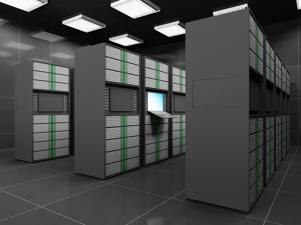 Modern Server Room Interior — Stock Photo © ras-slava #17690585