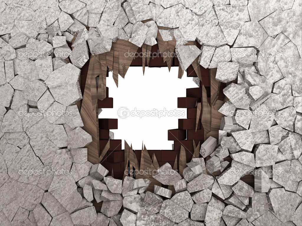 Broken Concrete Wall isolated on white background Stock Photo by ©ras-slava 24695477