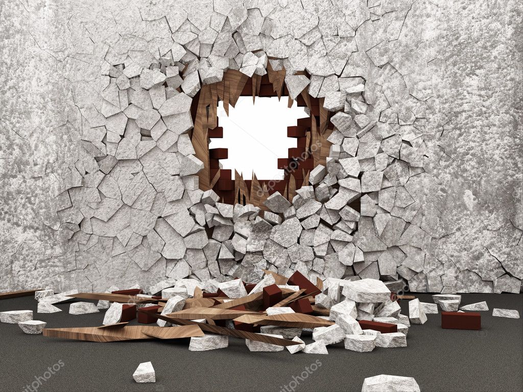 Interior sala de Grunge con pared rota — Foto stock © ras-slava #24695589