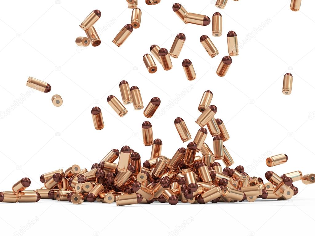 Falling Gun Bullets on white background Stock Photo by ©ras-slava 26360029