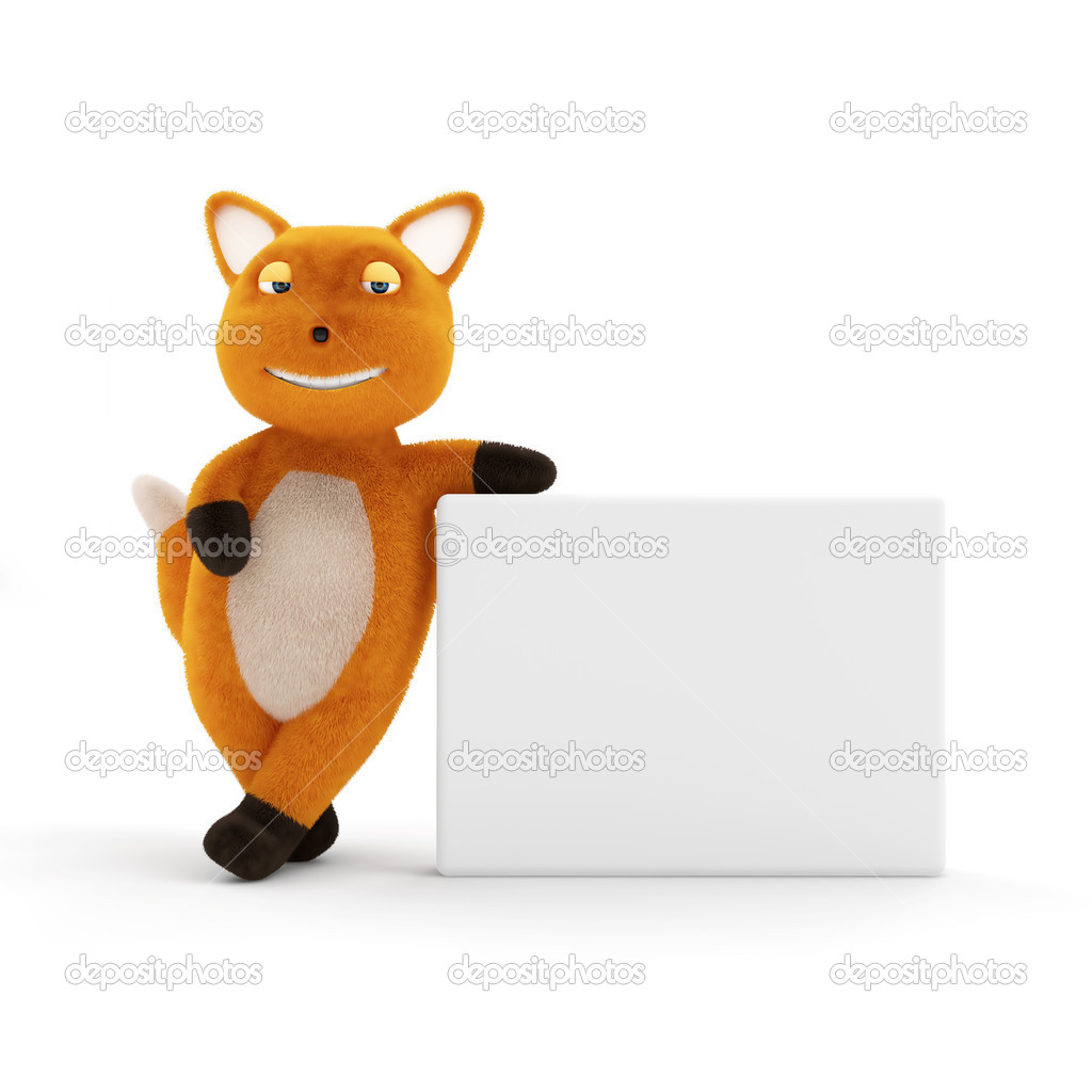 Fox with Blank Board Stock Illustration by ©ras-slava #41550857