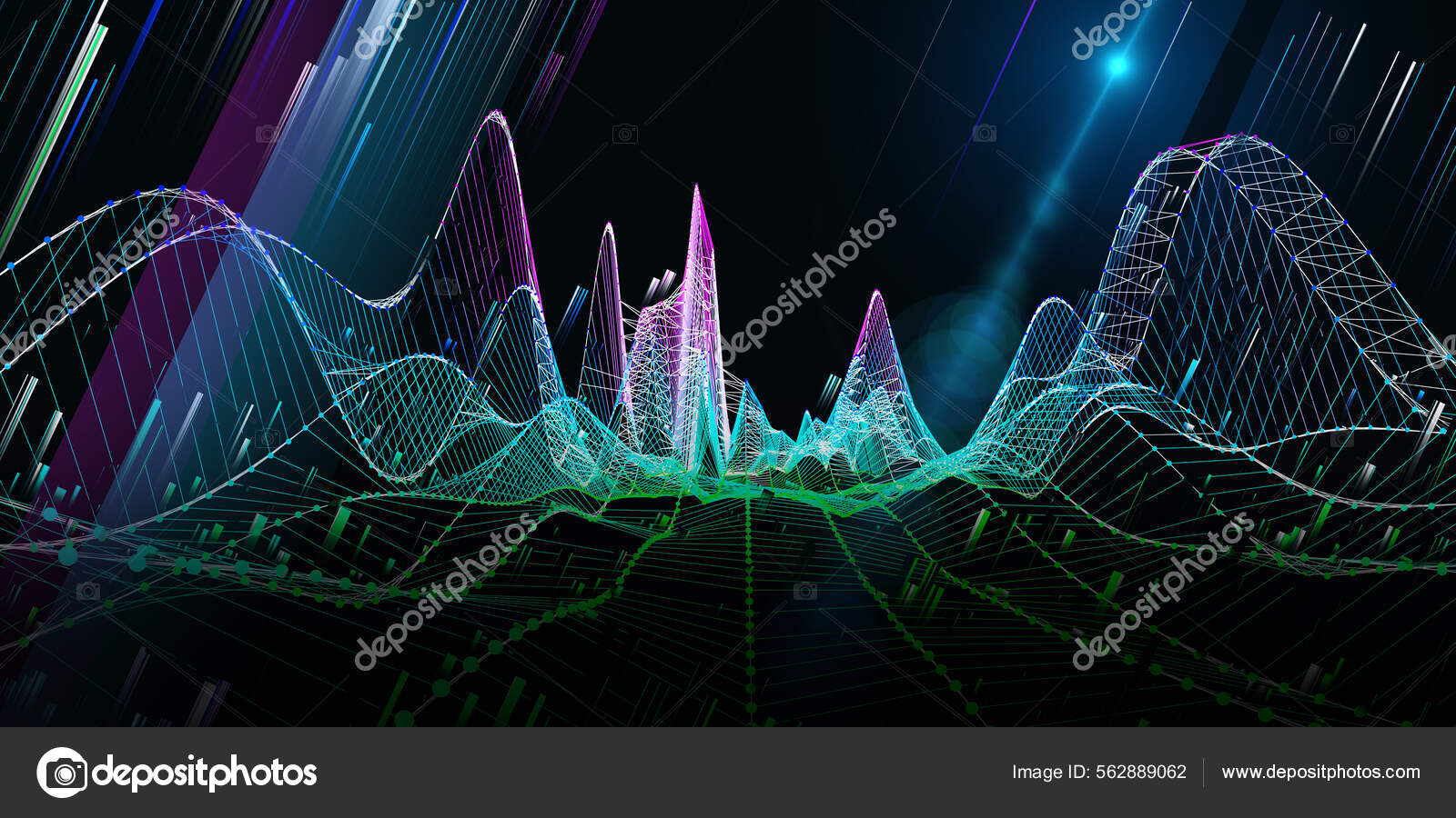 Abstract Technology Background Color Wireframe Graph Black Visual Presentation Analytics — Stock ...