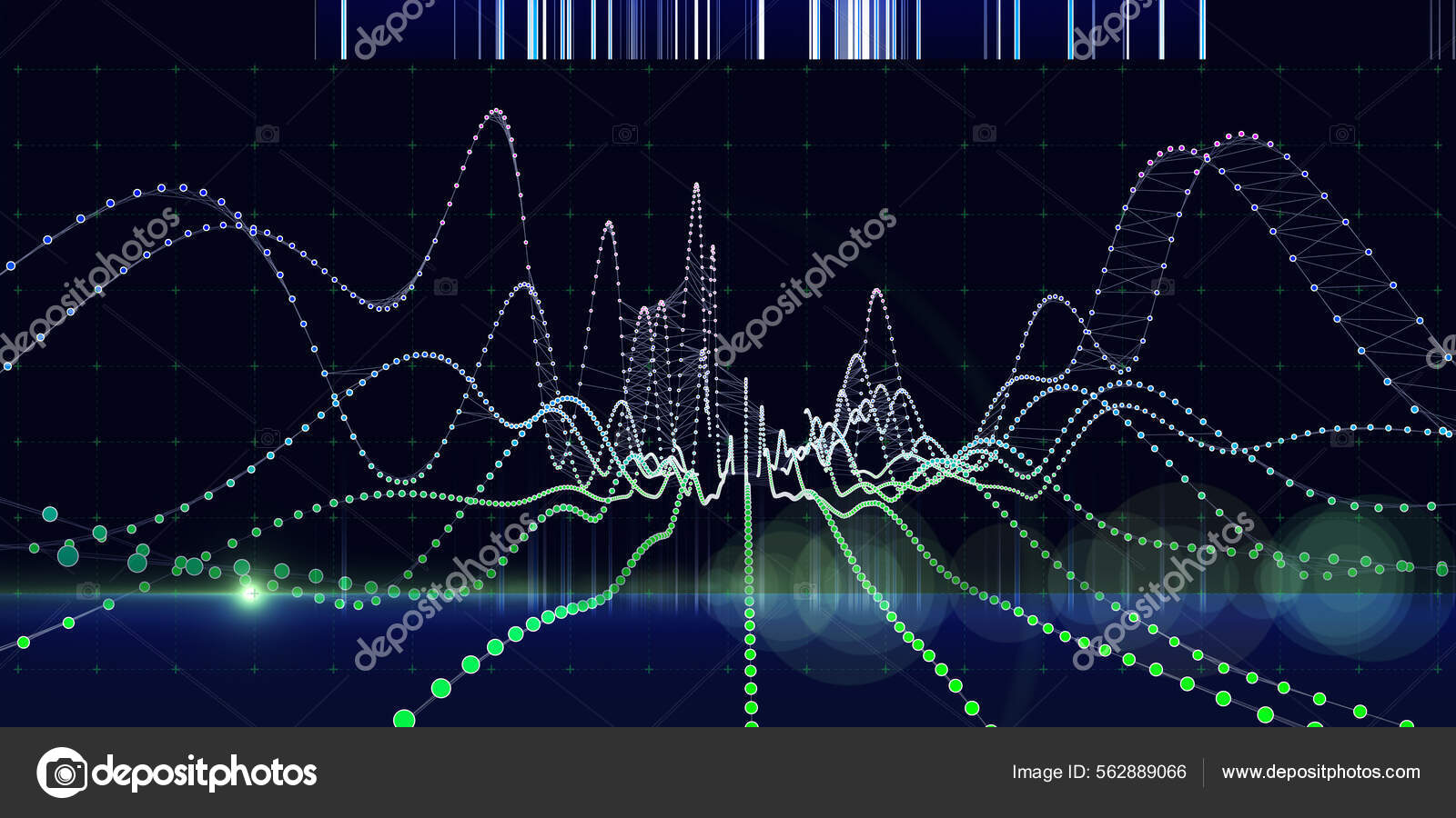 Abstract Technology Background Wireframe Graph Dotted Dark Visual Presentation Analytics — Stock ...