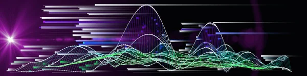 Abstract Technology Background Wireframe Wave Black Visual Presentation Analytics Algorithms