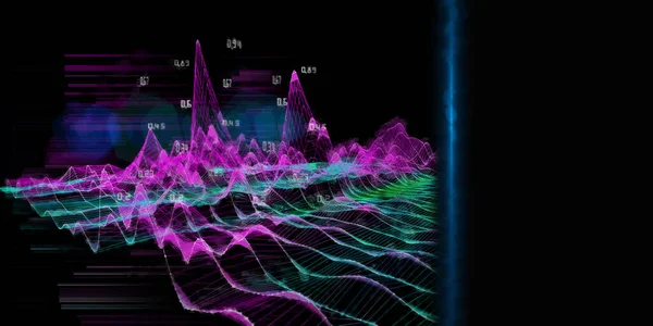 Abstract Technology Background Wireframe Wavy Graph Dotted Visual Presentation Analytics — Stock ...