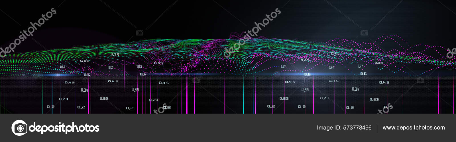 Abstract Technology Background Wireframe Wavy Graph Dotted Visual Presentation Analytics — Stock ...