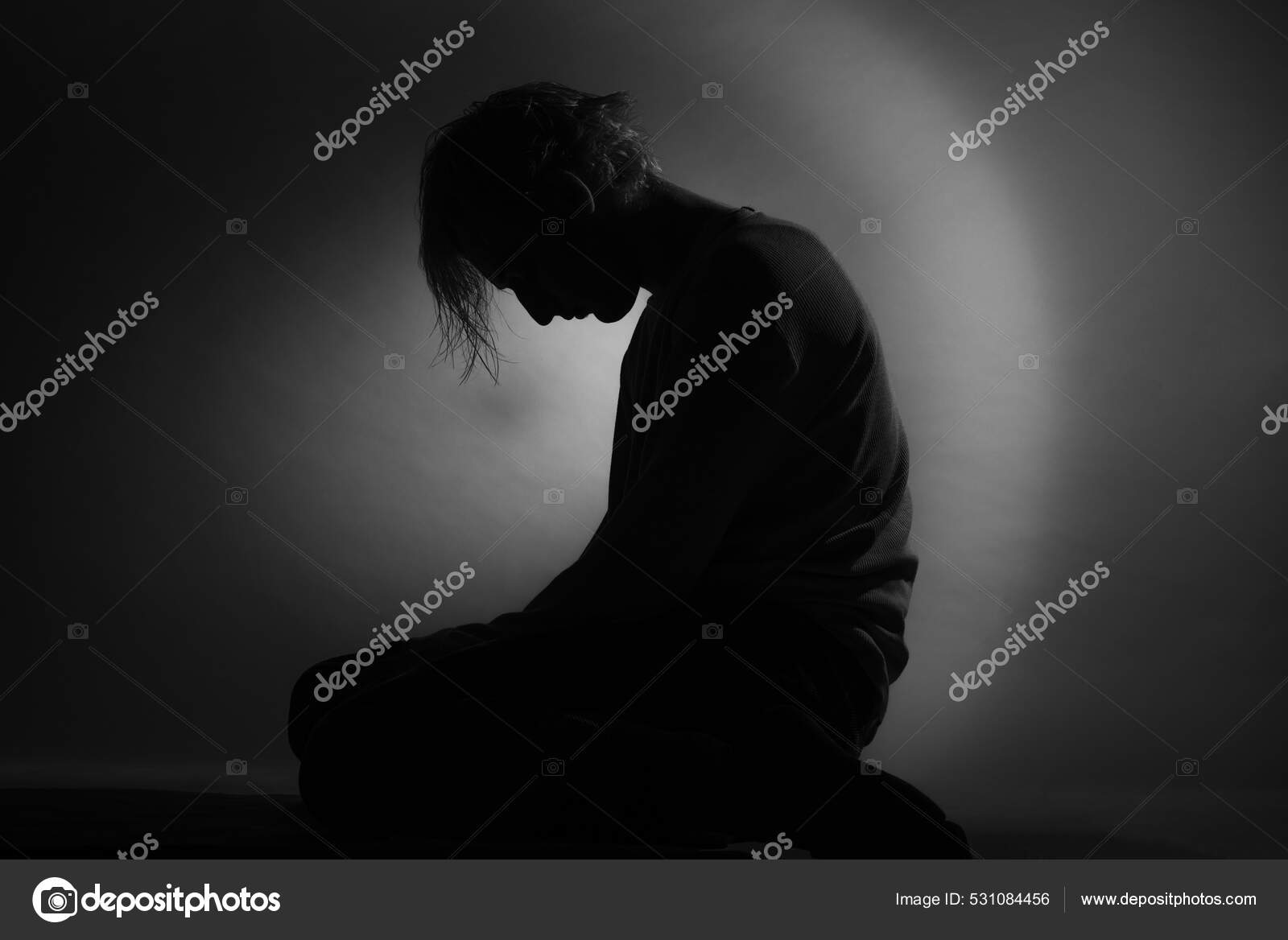 Silueta Triste Sad Women Vector Hd Images, Silhouette Women Sad