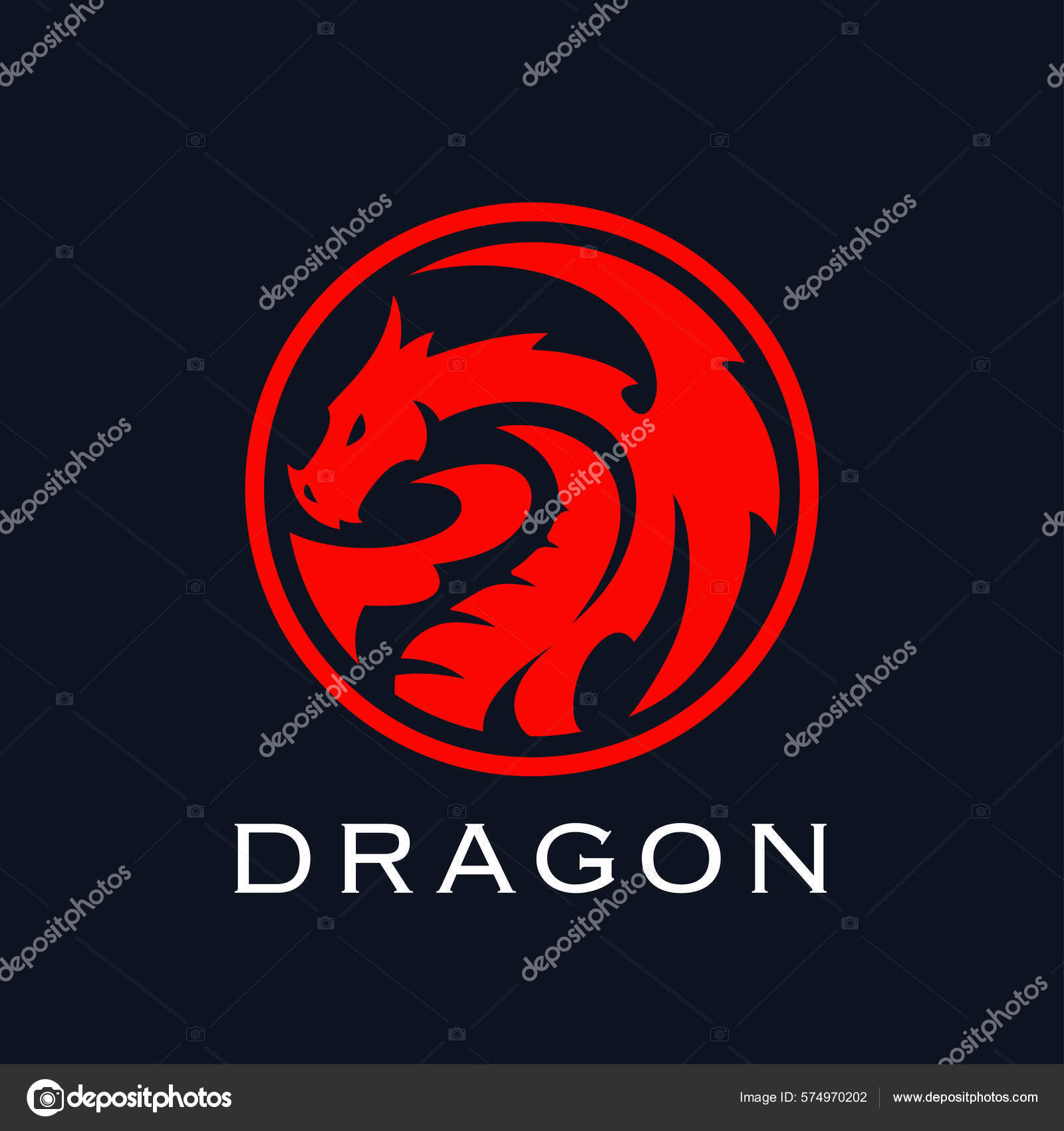 Ikon Logo Naga Merah Simbol Ular Mitos Kuno Lambang Binatang Vektor ...