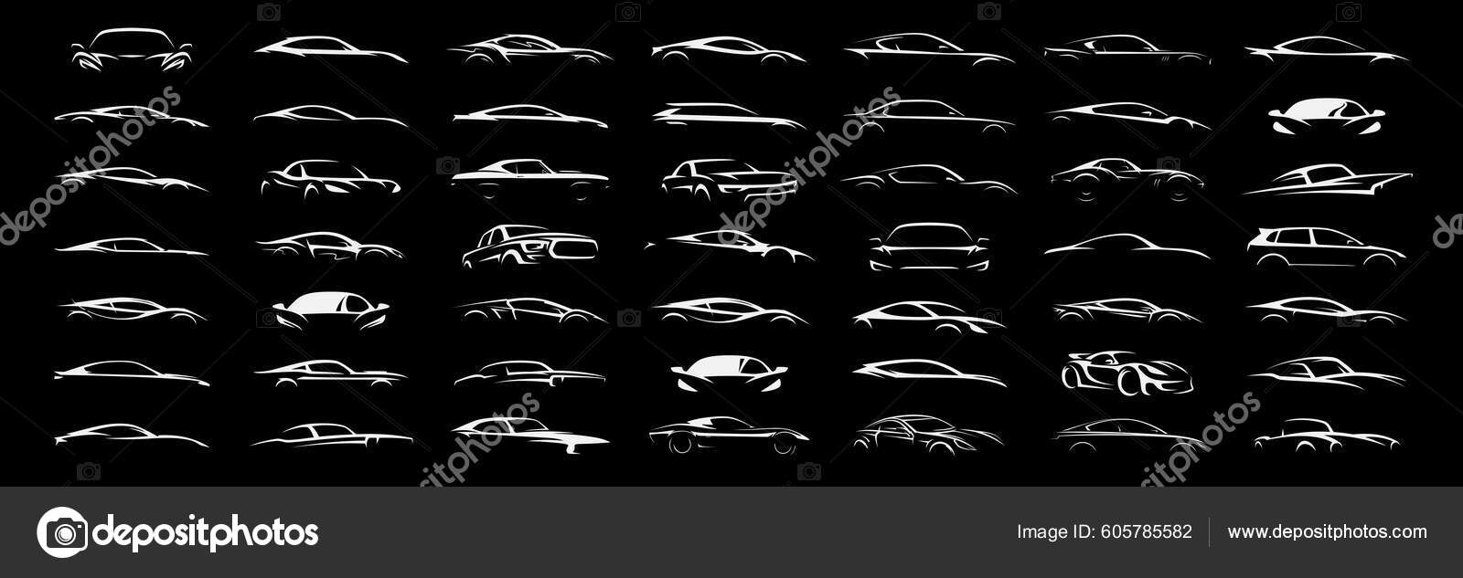 Sports Car Logo Icon Set Motor Vehicle Silhouette Emblems Auto Stock ...